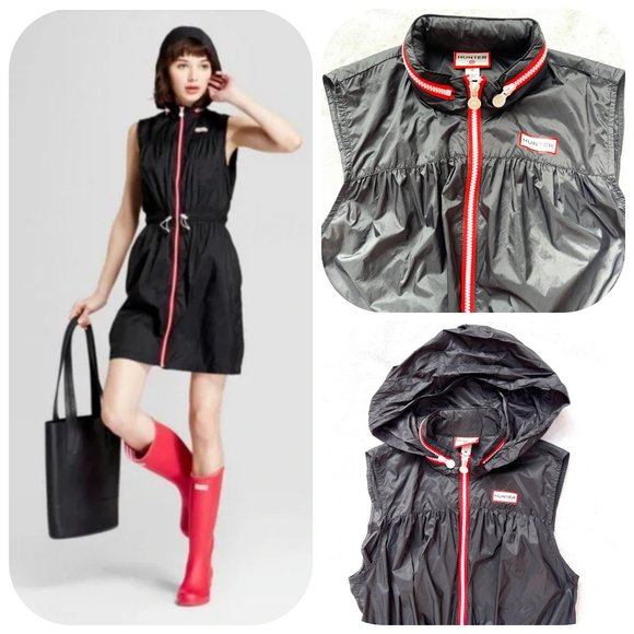 Hunter | Dresses | Hunter Nylon Packable Hooded Zip Front Dress M ...